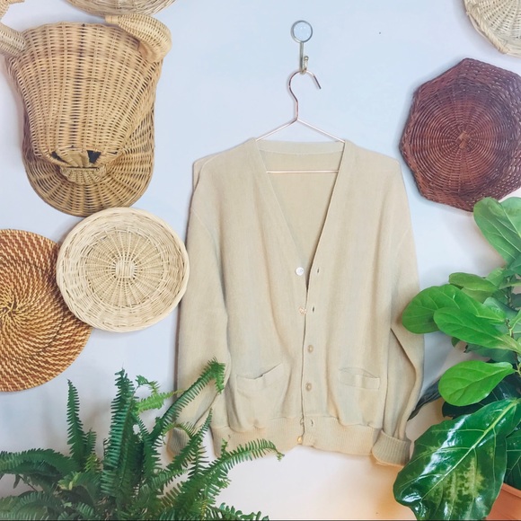 Vintage | Sweaters | Vtg Vsco 9s Tan Chunky Grandpa Sweater | Poshmark